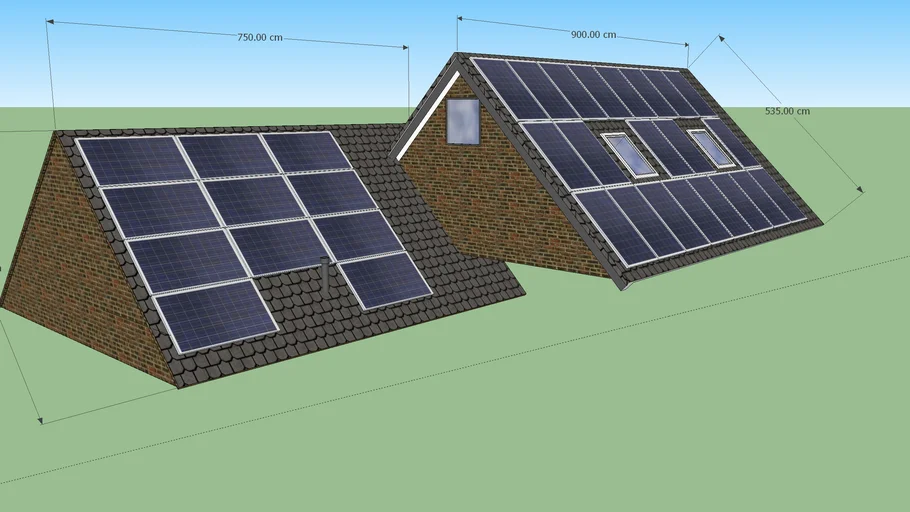 House with garage solar modules | 3D Warehouse