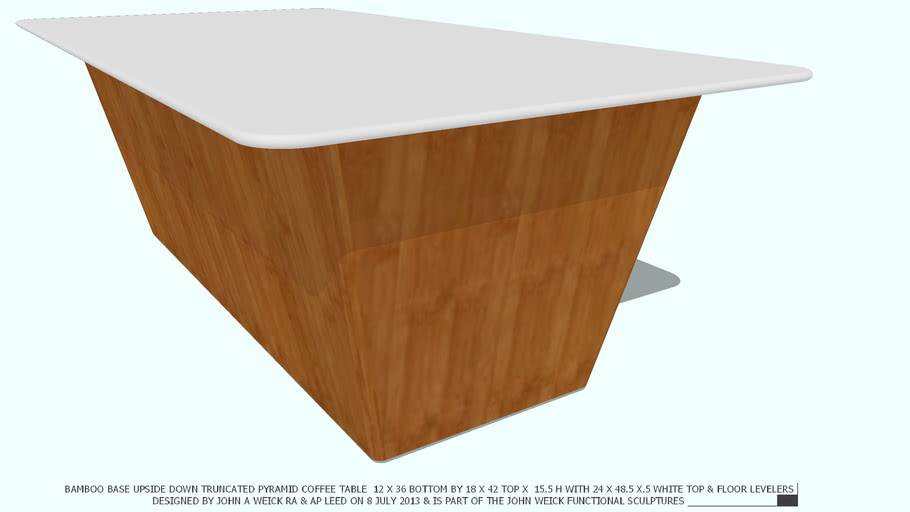 COFFEE TABLE BAMBOO TRUNCATED WHITE 2X4 TOP DESIGNED BY JOHN A WEICK RA ...