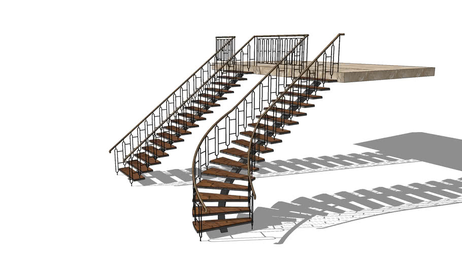 STAIRS WITH RAILING 11116 | 3D Warehouse