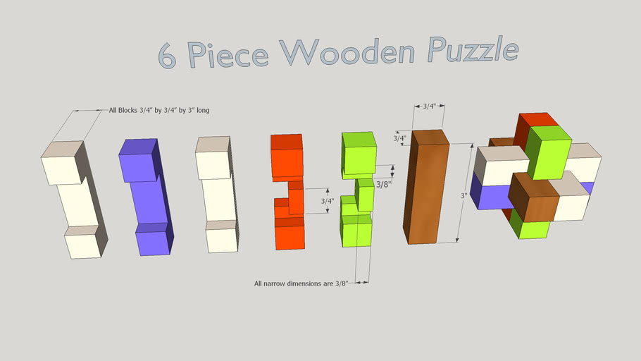 6 Piece Wooden Puzzle | 3D Warehouse