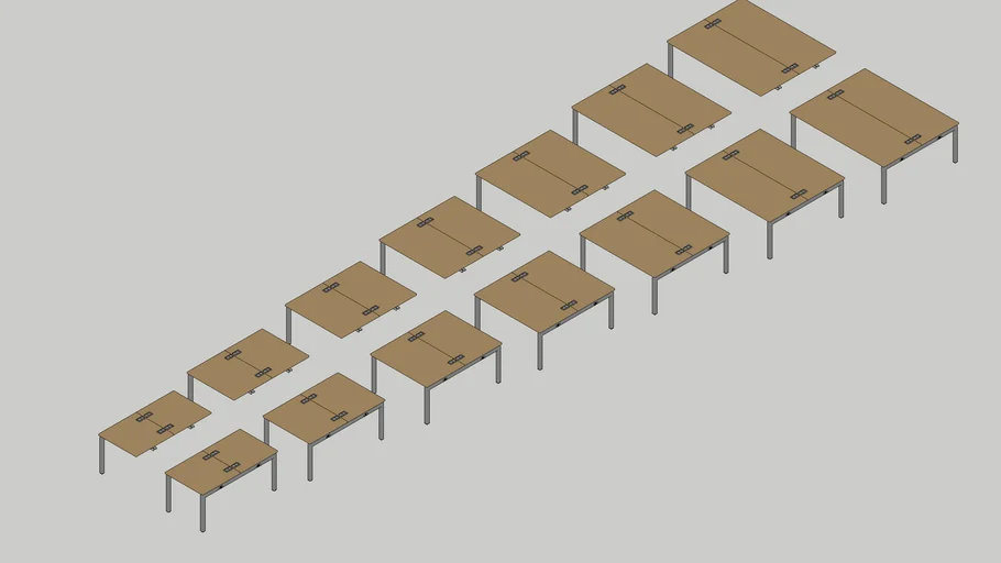 Fixed Top - Straight Leg Rectangular Desk 1600 Deep | 3D Warehouse