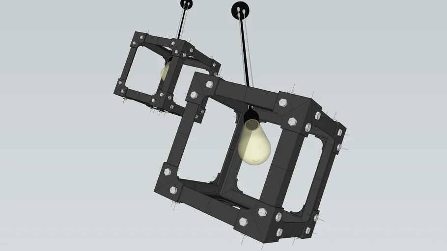 PENDANT LAMP ON STEEL CUBE FRAME (RETRO SERIES) | 3D Warehouse