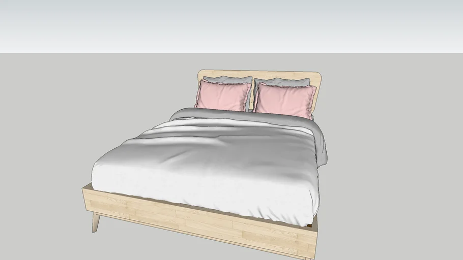 wooden bed mid century modern | 3D Warehouse