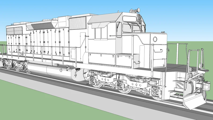 GM EMD SD38-2 diesel-electric locomotive, ratbuilt, uncoloured | 3D Warehouse