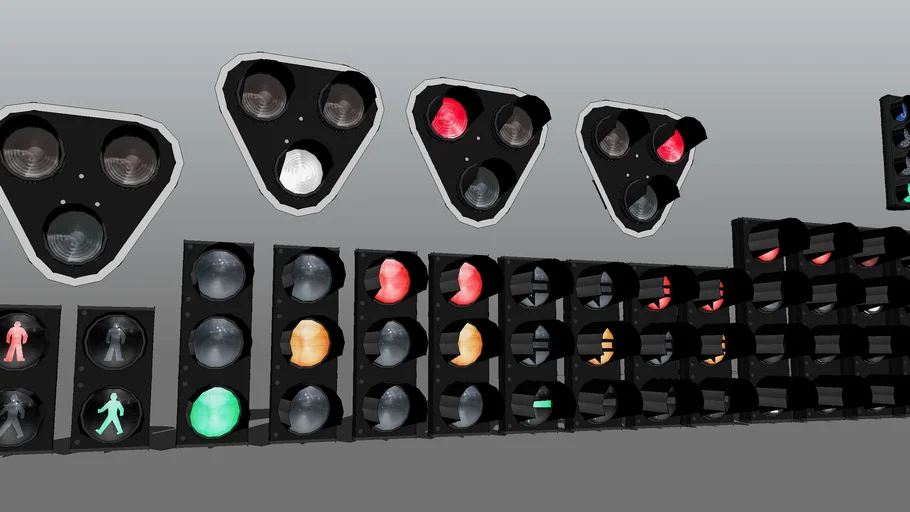 Swarco Swedish traffic signals w/ LXR, brackets, bike, + peds | 3D ...