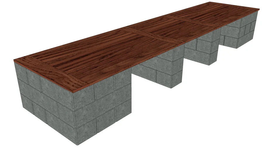 Allan Block Metro Patio Bench - 32'x136' - Gray | 3D Warehouse