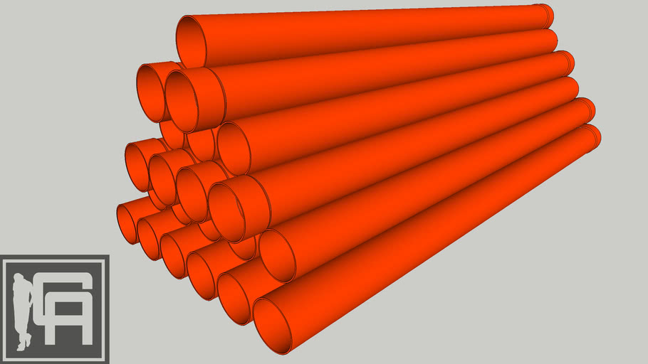 PVC Orange Pipe 200mm Diameter | 3D Warehouse