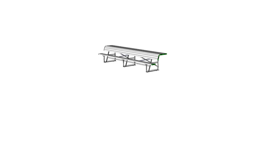 15' bench with back rest and sheft | 3D Warehouse