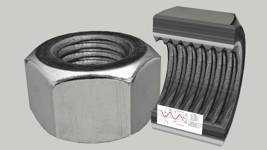 Nut - Pitch Thread | 3D Warehouse