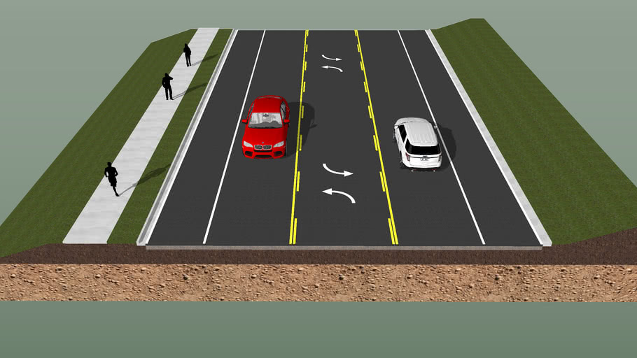 2 Lane Typical Section w/ Sidewalk | 3D Warehouse