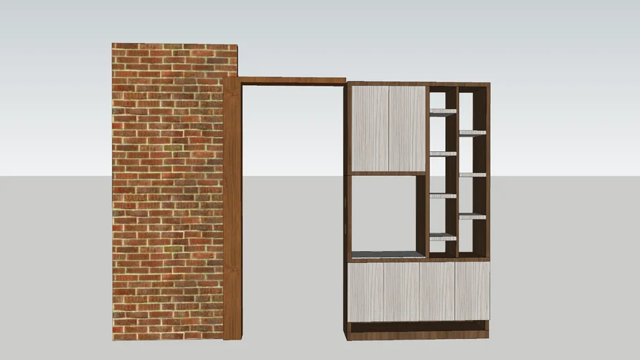 Partition Furniture with shelfs door and wall. | 3D Warehouse
