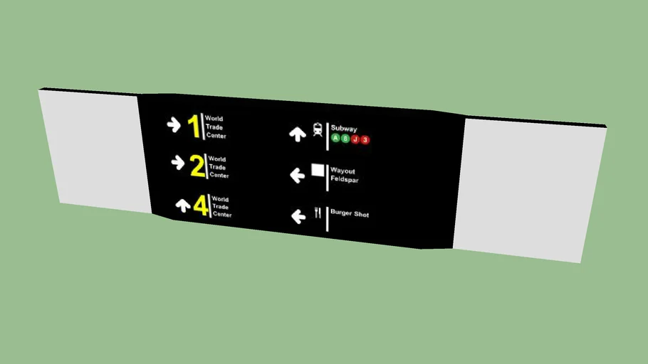 WTC Mall Old Black Sign, Directory 1,2&4 WTC | 3D Warehouse