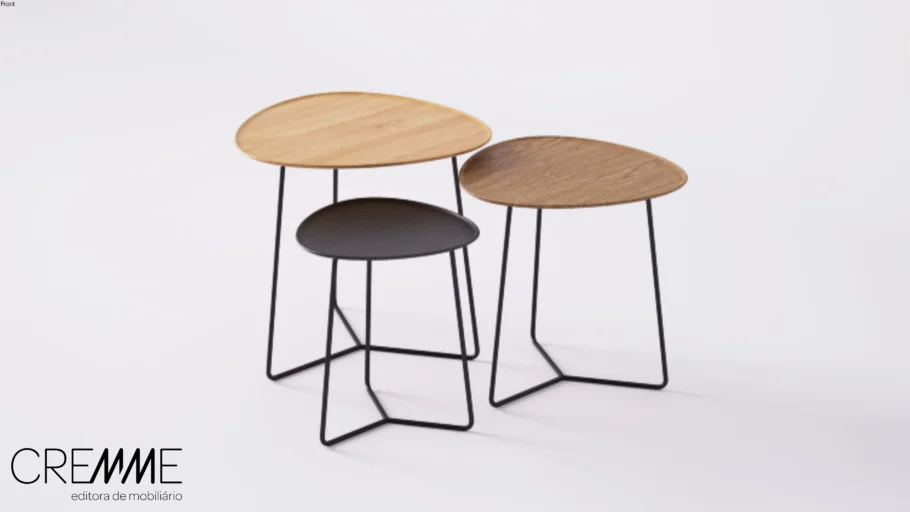 Mesa Lateral Nature Tri - Madeira e aço - 40 / 50 /60 cm diâmetro ...
