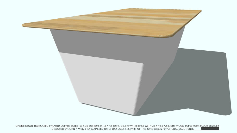 COFFEE TABLE WHITE TRUNCATED LT WD 2X4 TOP DESIGNED BY JOHN A WEICK RA ...