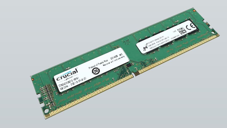 Crucial 4GB 2133MHz DDR4 Non-ECC CL15 DIMM 288-Pin | 3D Warehouse