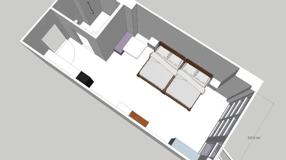 Layout apartemen studio type | 3D Warehouse