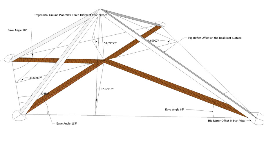 Trapezoidal Ground Plan With Three Different Roof Pitches | 3D Warehouse