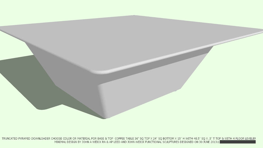 COFFEE TABLE TRUNCATED PYRAMID NO COLOR 48 TOP BY JOHN A WEICK RA | 3D ...