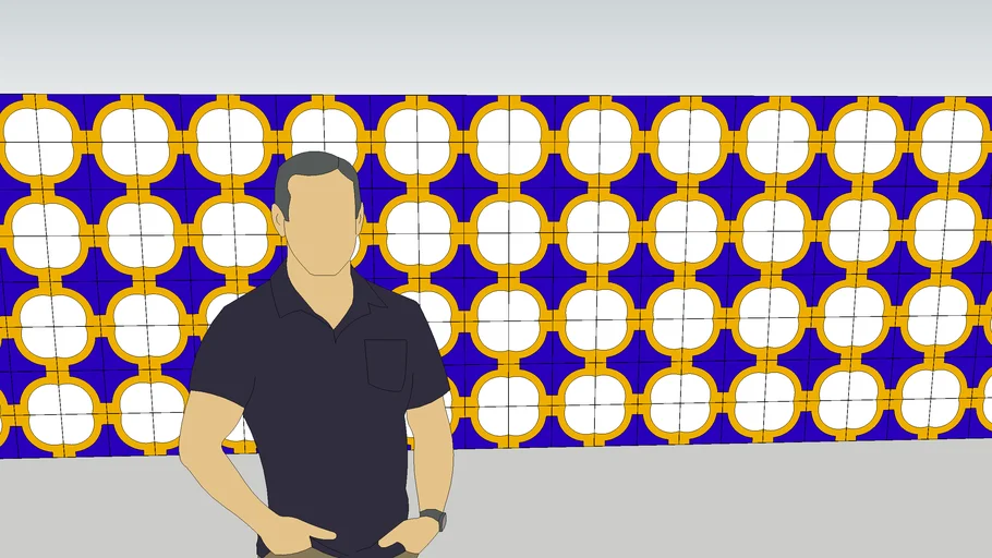 Elegant splash back in blue, yellow and white | 3D Warehouse