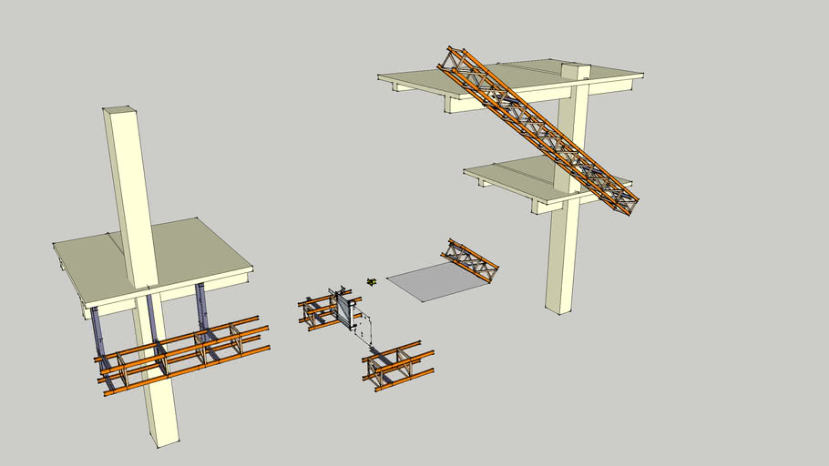 steel structure supporting ACP | 3D Warehouse