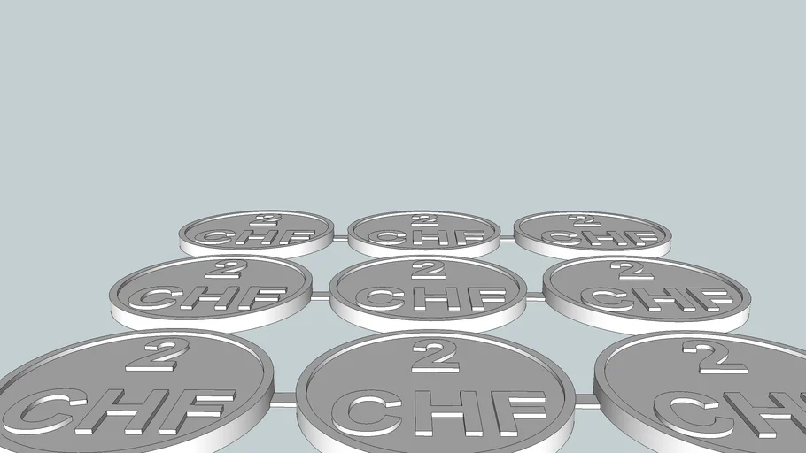 Nine Plastic Tokens the Size of Swiss Two Franc Coins | 3D Warehouse