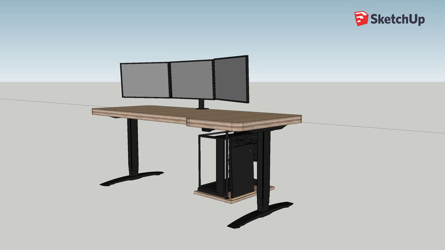 Sit/Stand Desk with Desktop Computer Shelf | 3D Warehouse