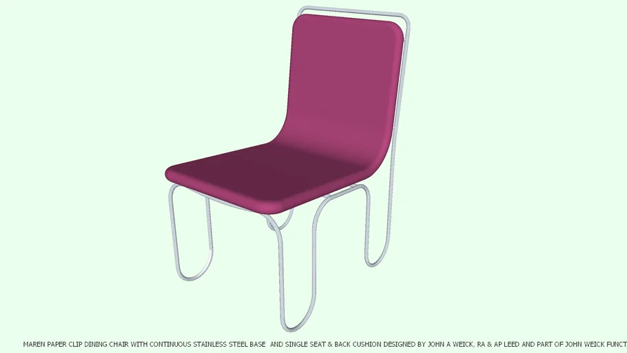 DINING CHAIR SHADED PINK DESIGNED BY JOHN A WEICK RA & AP LEED | 3D ...