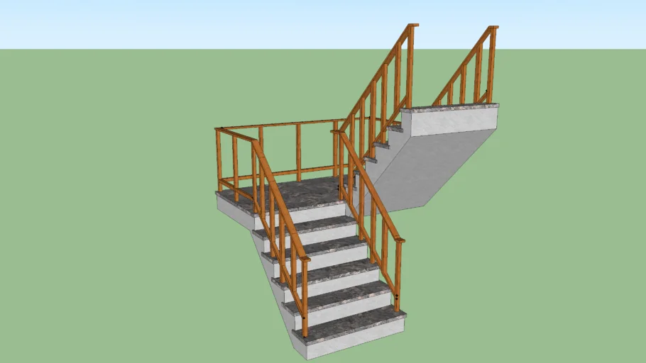 Escada de mármore corrimão de madeiras sem vidros | 3D Warehouse