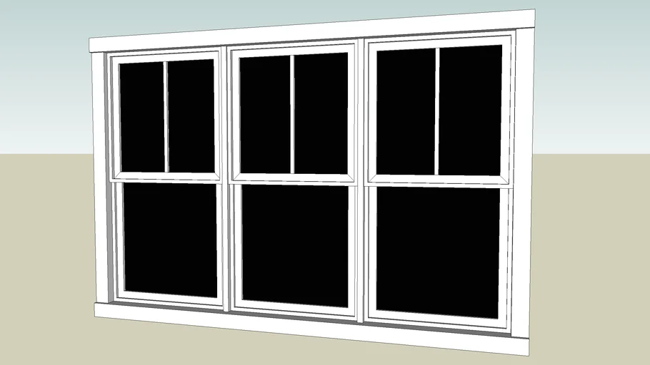 3060 triple window with siding trim | 3D Warehouse