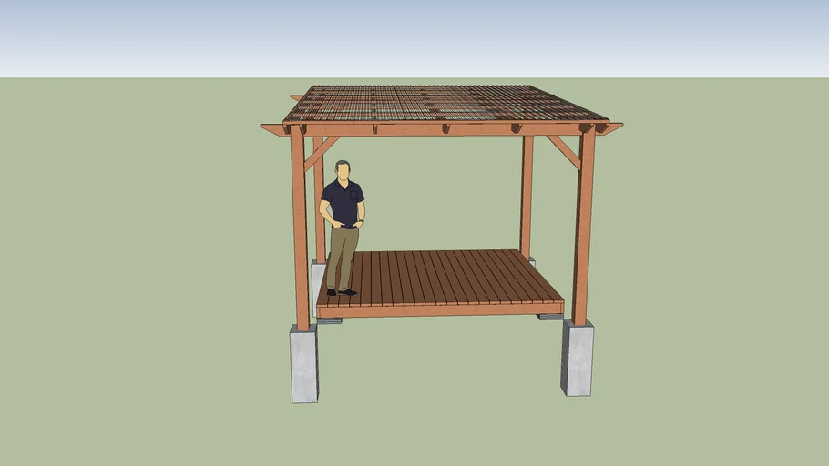 Pergola with corrugated polycarbonate on a pitched roof | 3D Warehouse