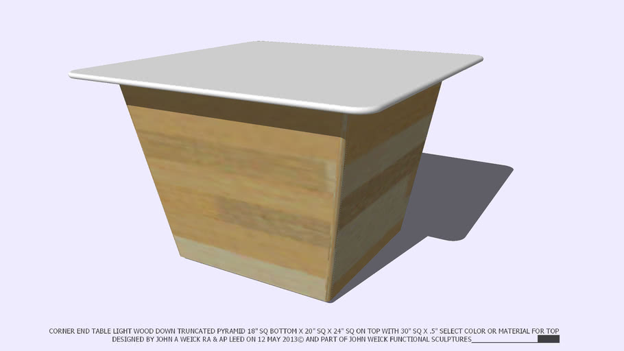 END TABLE CORNER LT WD TRUNCATED PYRAMID NO COLOR TOP BY JOHN A WEICK ...
