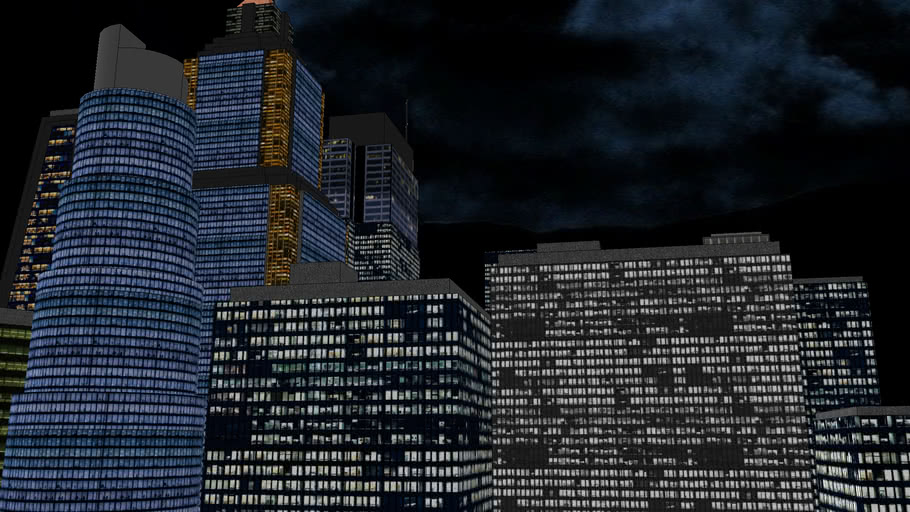 city buildings in night / city night view | 3D Warehouse
