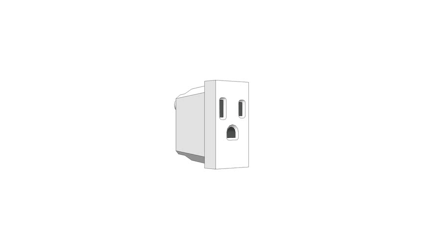 S70202004, Orion - American socket outlet 2P+E 15A 250V - 1 module, white | 3D Warehouse