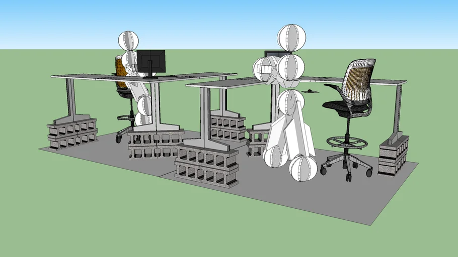 standing desk with blocks | 3D Warehouse