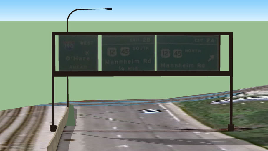 Guide Signs- I-190 West O'hare, US12&45 South/Northbound | 3D Warehouse