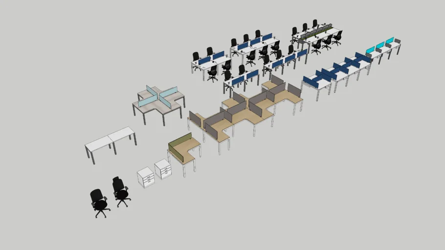 OFFICE WORKSTATIONS OPTIONS | 3D Warehouse
