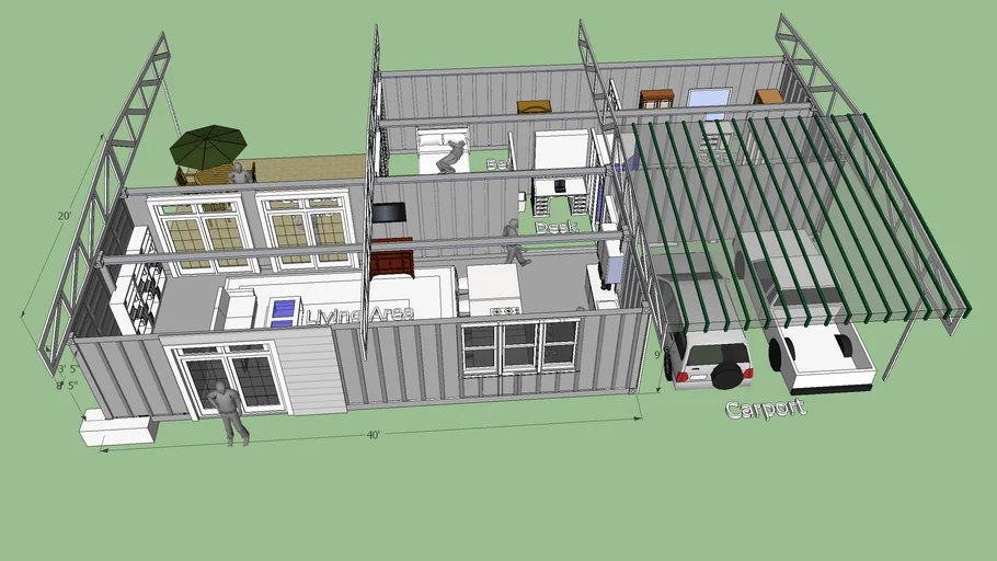 Hi-Cube Shipping Container Home | 3D Warehouse
