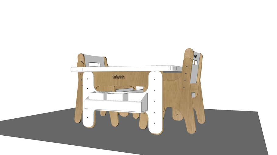 Jogo de Mesa Infantil com Cadeiras Branco | 3D Warehouse