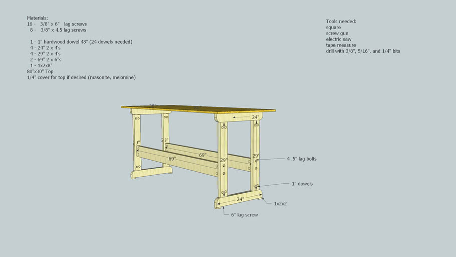 Trestle Work Bench | 3D Warehouse