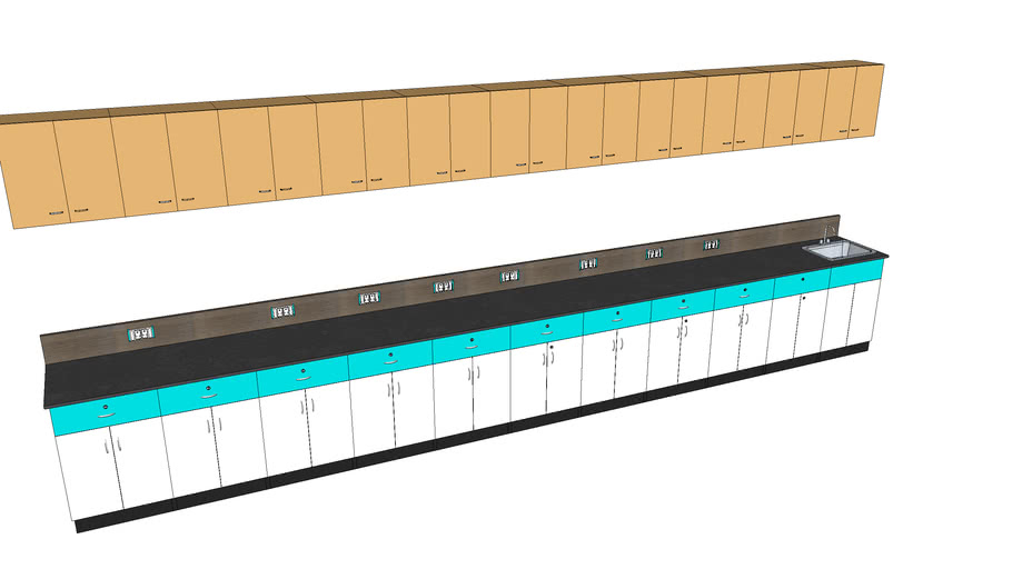 chem lab table set with sink , overhead , power supply 1 | 3D Warehouse
