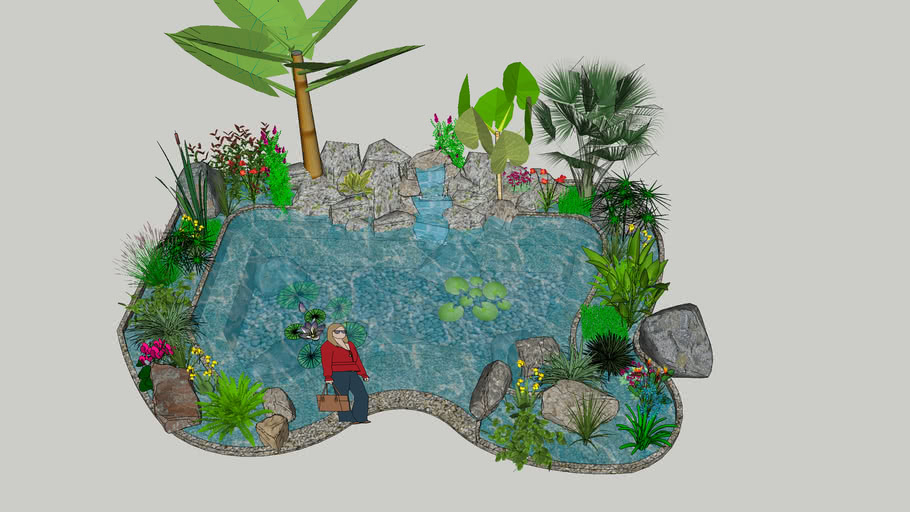 Natural pool with waterfall | 3D Warehouse