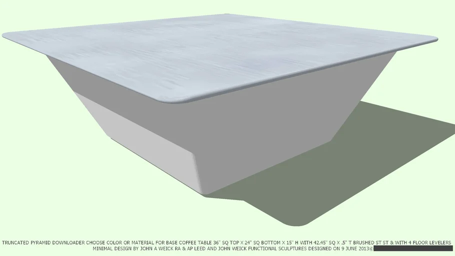 COFFEE TABLE TRUNCATED PYRAMID NO COLOR ST ST TOP BY JOHN A WEICK RA ...