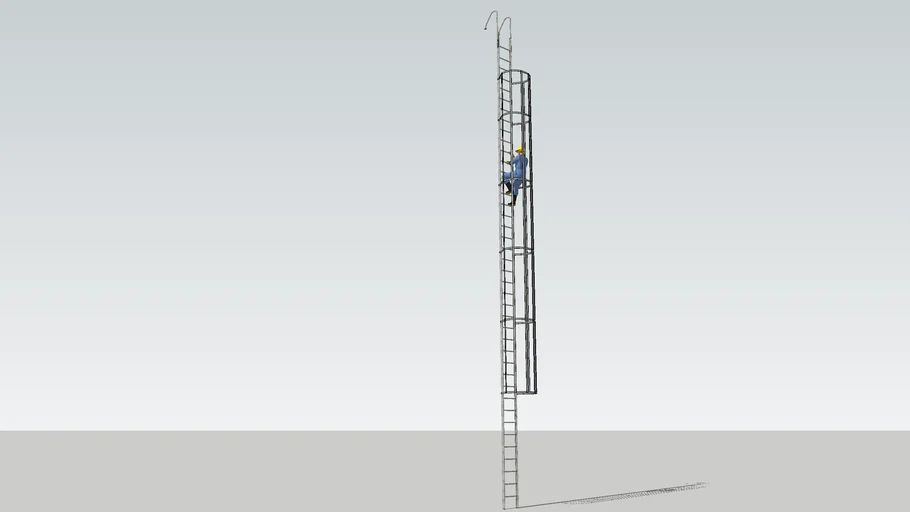 Climbing a caged ladder | 3D Warehouse