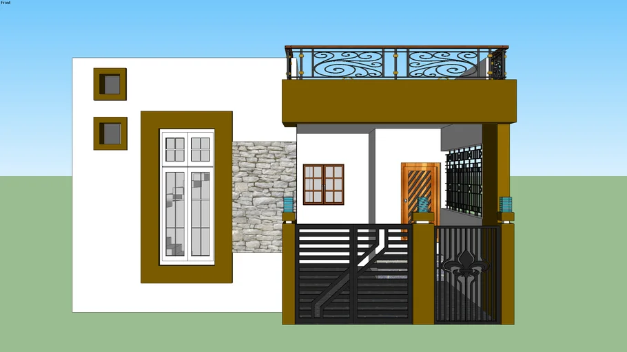 2BHK Elevation | 3D Warehouse