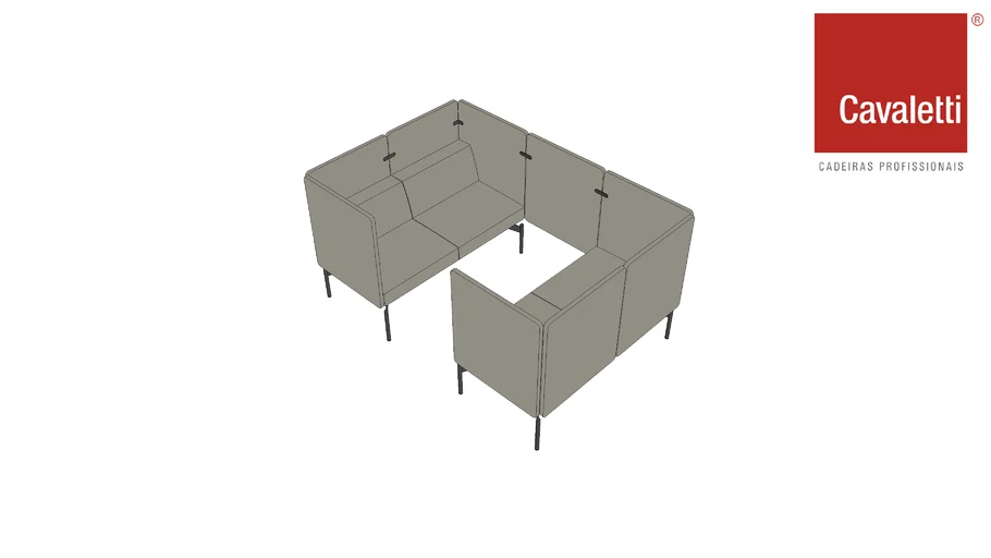 Cavaletti Float - 23551 Hub Reunião Lowback 4L com Encosto e Painéis Baixos | 3D Warehouse