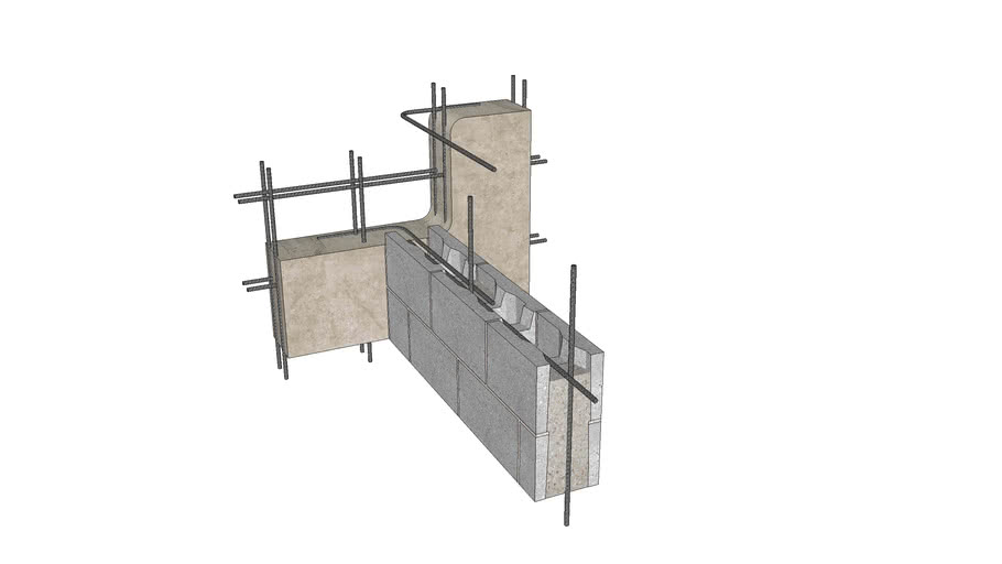02.120.01B Masonry wall intersecting concrete wall | 3D Warehouse