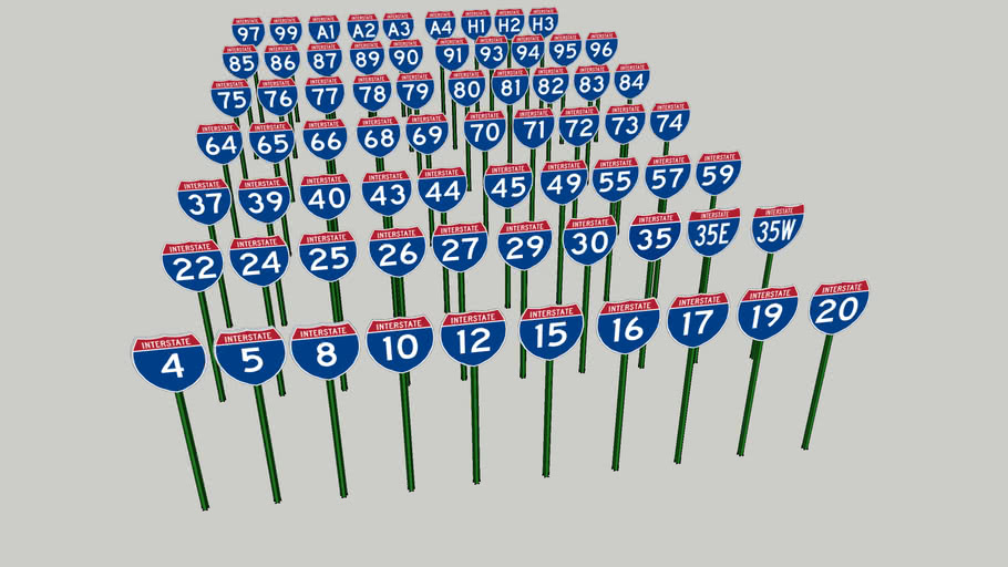 Complete Set of Interstate Shields | 3D Warehouse