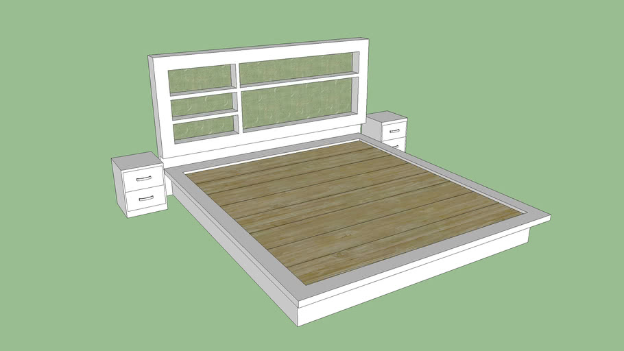 Recamara con Cabecera, Base y Buros | 3D Warehouse