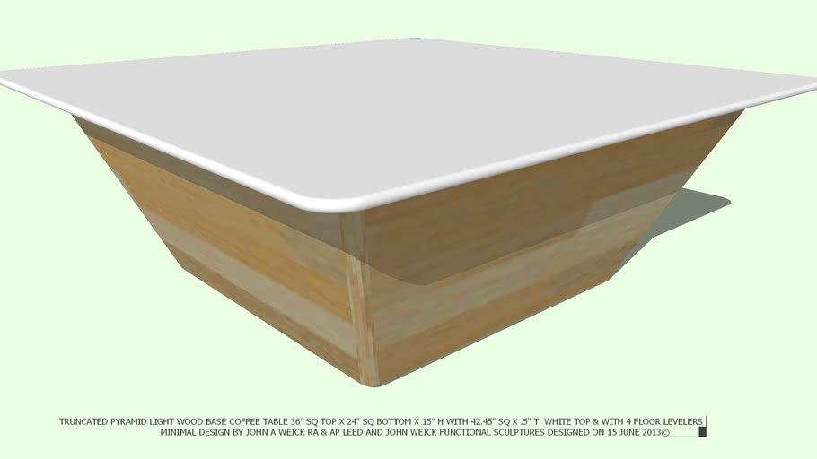 COFFEE TABLE LT WD TRUNCATED PYRAMID 42 WHITE TOP BY JOHN A WEICK RA ...