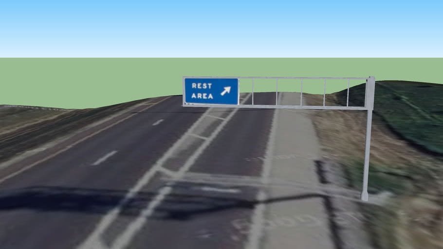 Interstate 57 Southbound Exit Sign- Rest Area | 3D Warehouse